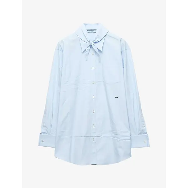 Prada Embroidered Logo Cotton Poplin Shirt
