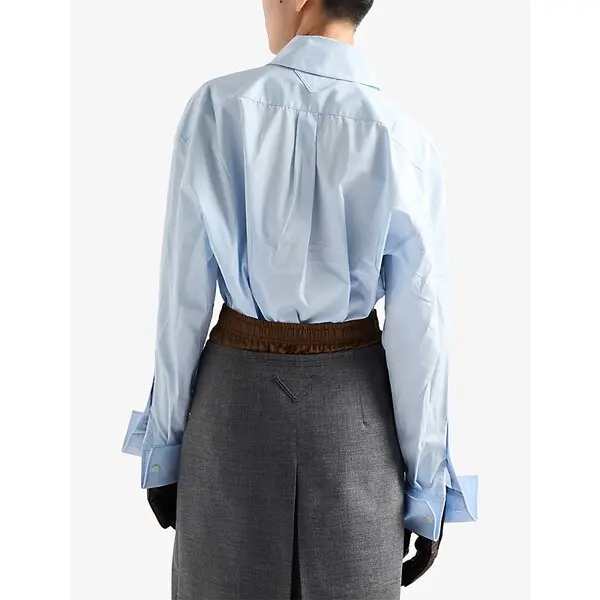 Prada Embroidered Logo Cotton Poplin Shirt