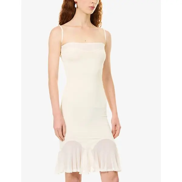 AYA MUSE Ether Sheer-hem Stretch-mesh Midi Dress