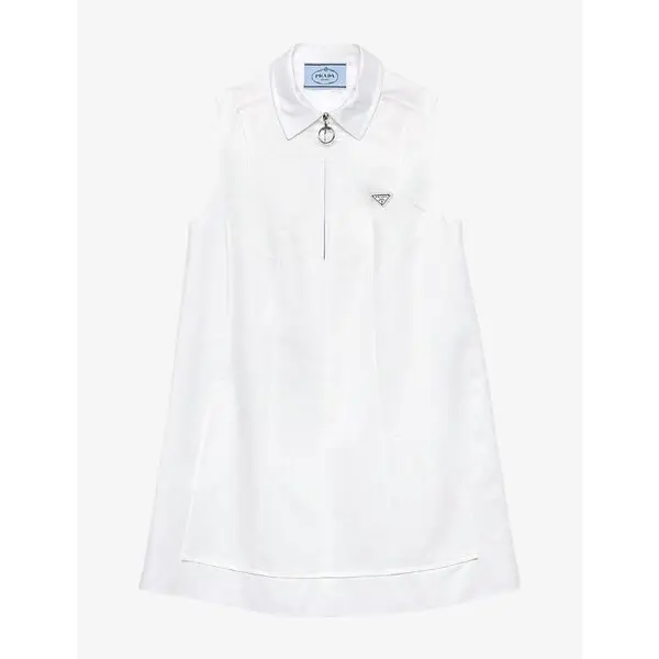 Prada Branded Zip-up Cotton Mini Dress