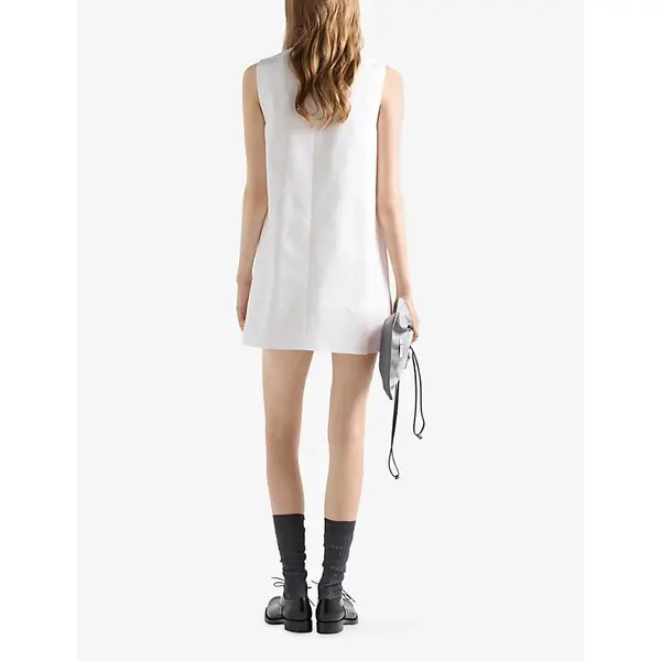 Prada Branded Zip-up Cotton Mini Dress