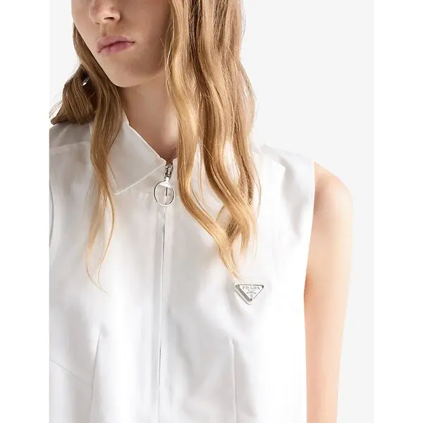 Prada Branded Zip-up Cotton Mini Dress