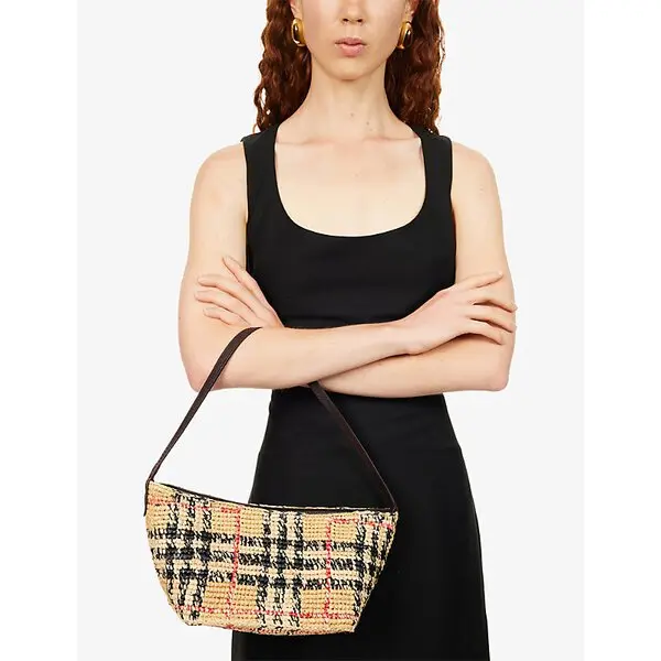 Burberry Mini Margate Raffia Shoulder Bag