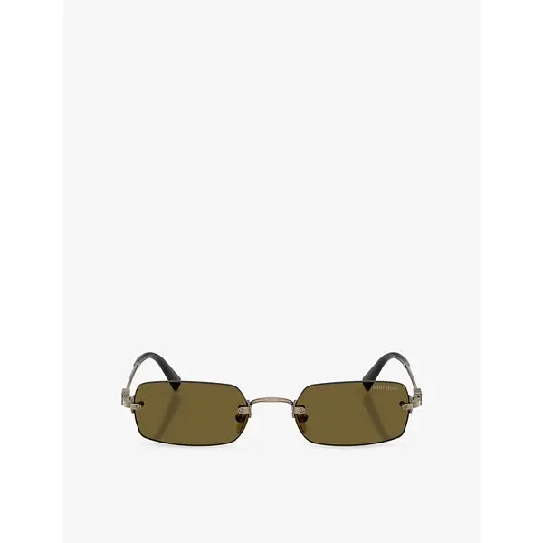 Miu Miu Rectangle Metal Sunglasses - Gold