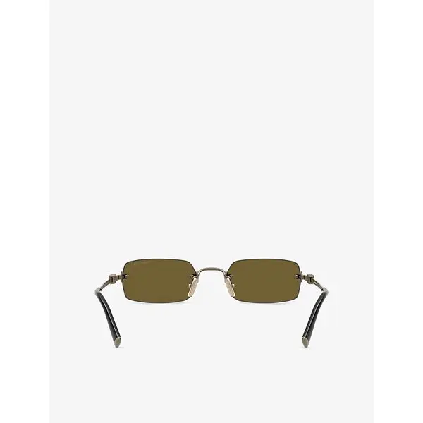 Miu Miu Rectangle Metal Sunglasses - Gold