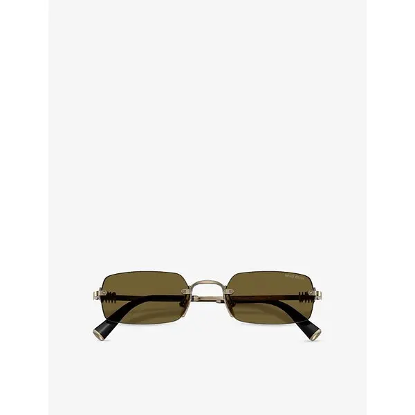 Miu Miu Rectangle Metal Sunglasses - Gold