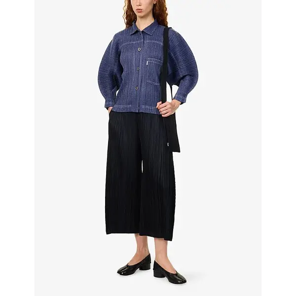 Issey Miyake Structured Pleated Denim Jacket