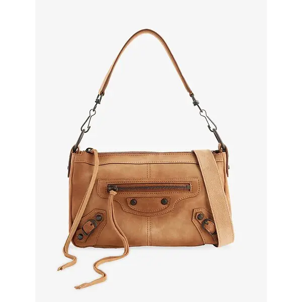 Balenciaga Le City Moto Mini Suede Cross-body Bag - Camel