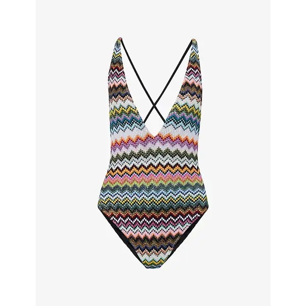 Missoni Chevron Plunge Knit Swimsuit