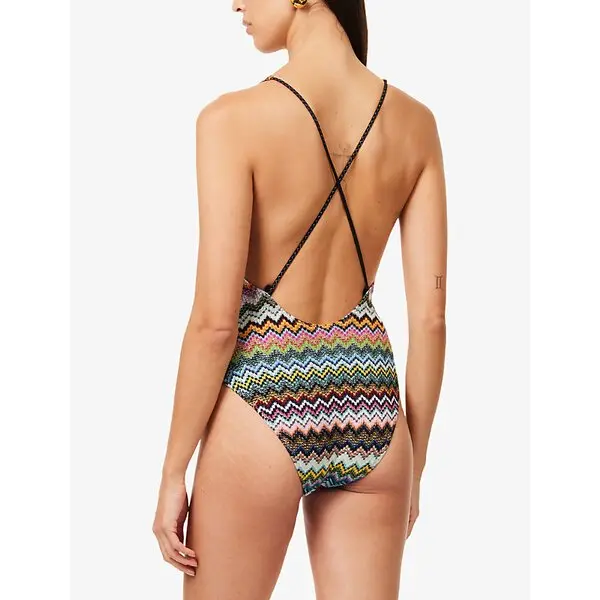 Missoni Chevron Plunge Knit Swimsuit