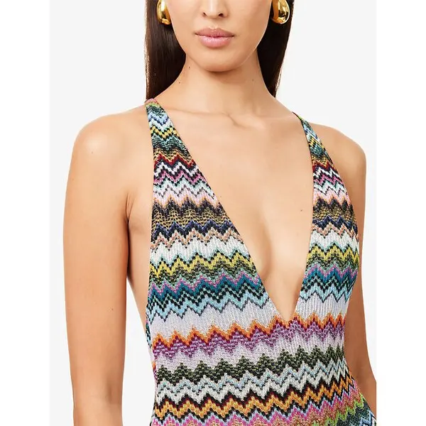 Missoni Chevron Plunge Knit Swimsuit