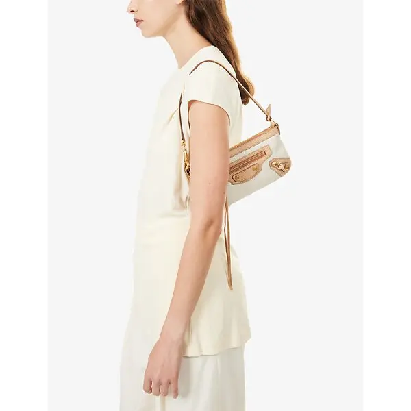 Balenciaga Le City Beach Cotton-canvas Pouch With Knotted Leather Puller - Natural/camel