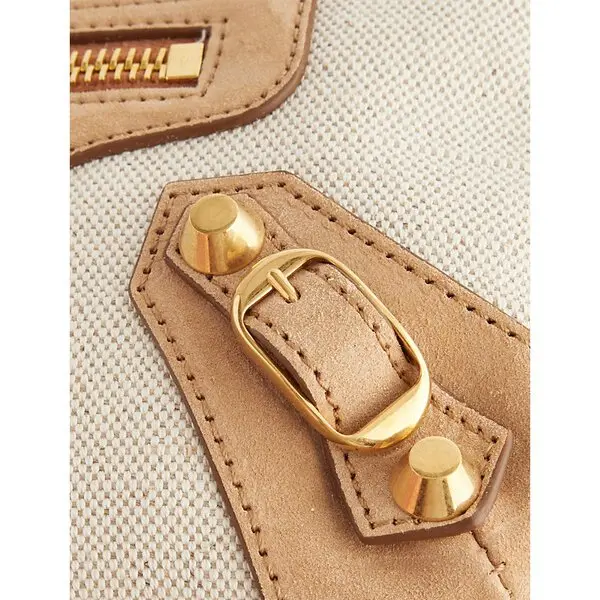 Balenciaga Le City Beach Cotton-canvas Pouch With Knotted Leather Puller - Natural/camel