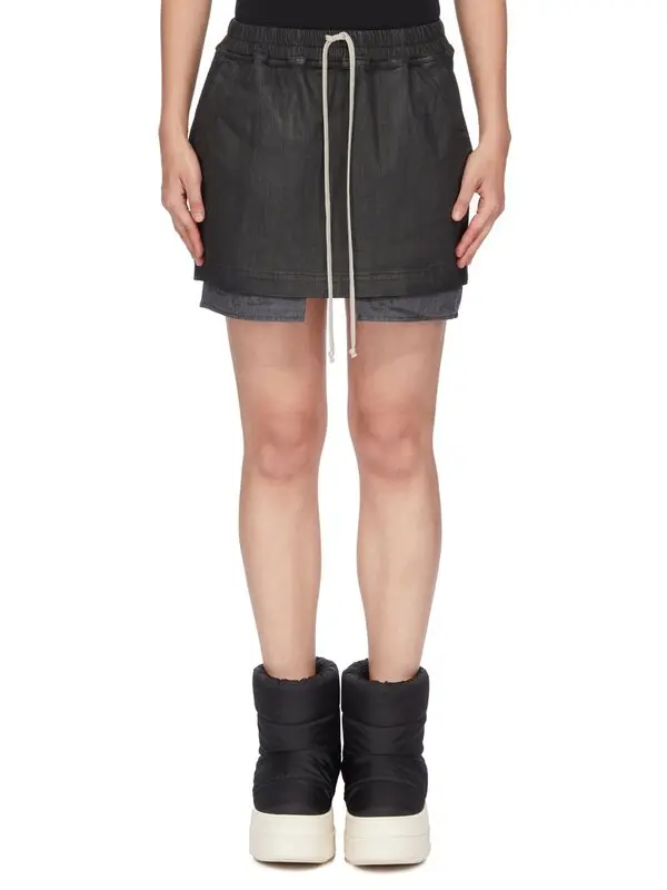 Rick Owens Matte Mini Skirt With Drawstring Waist