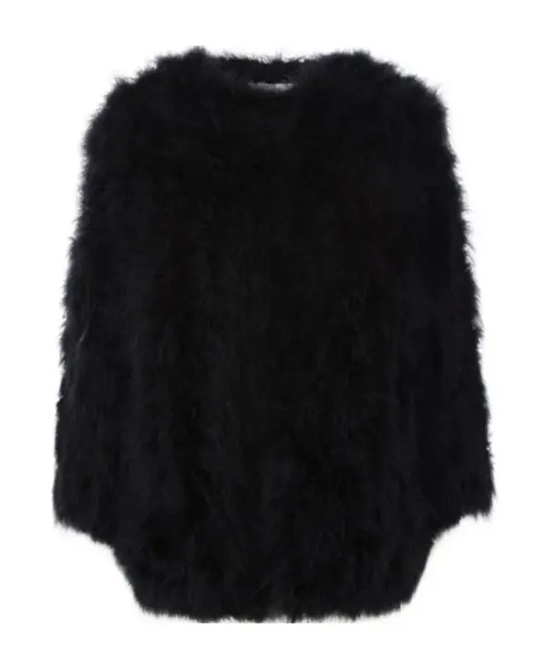 YVES SALOMON Single-breasted Feather Jacket - Black