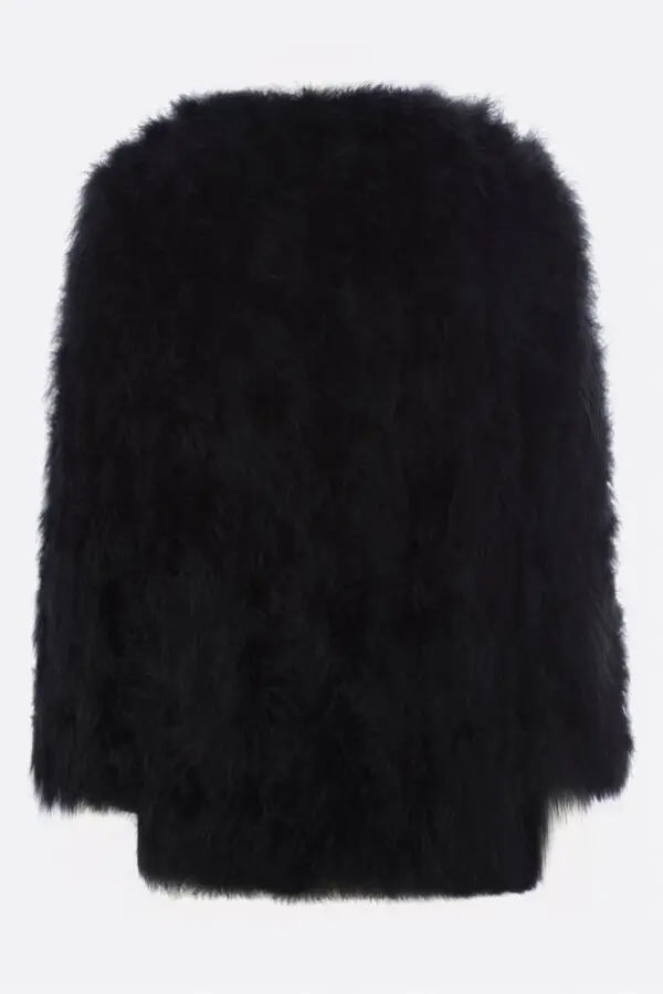 YVES SALOMON Single-breasted Feather Jacket - Black