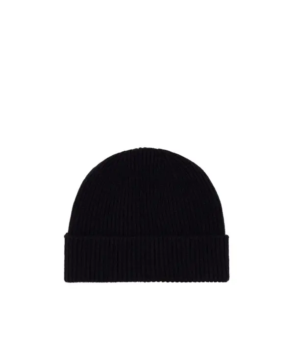 Giorgio Armani Ribbed Cashmere Beanie With Embossed Logo