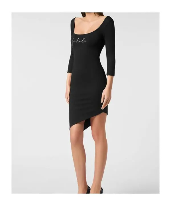 Philipp Plein Three-quarter Sleeve Asymmetric Hem Dress