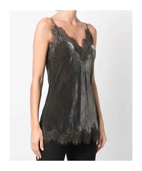 Gold Hawk Coco Lace-trim Camisole Top - Grey