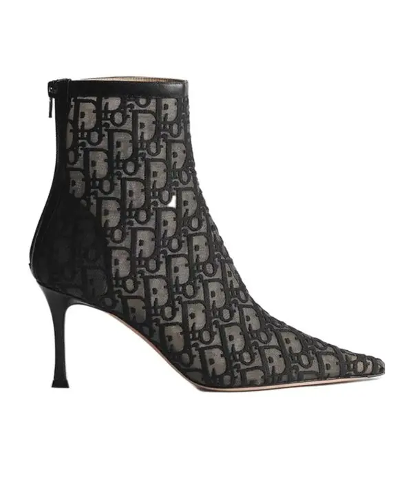 Dior Embroidered Mesh Ankle Boots With Oblique Pattern