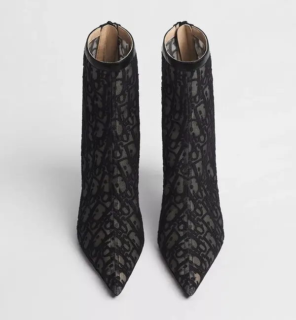 Dior Embroidered Mesh Ankle Boots With Oblique Pattern