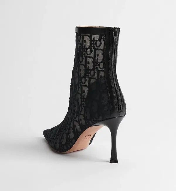 Dior Embroidered Mesh Ankle Boots With Oblique Pattern