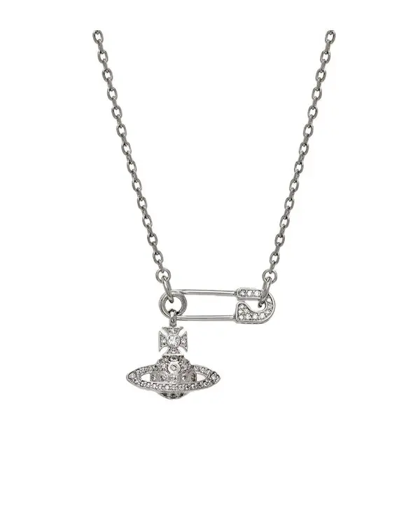 VIVIENNE WESTWOOD Lucrece Orb Pendant Necklace With Safety Pin Motif - White