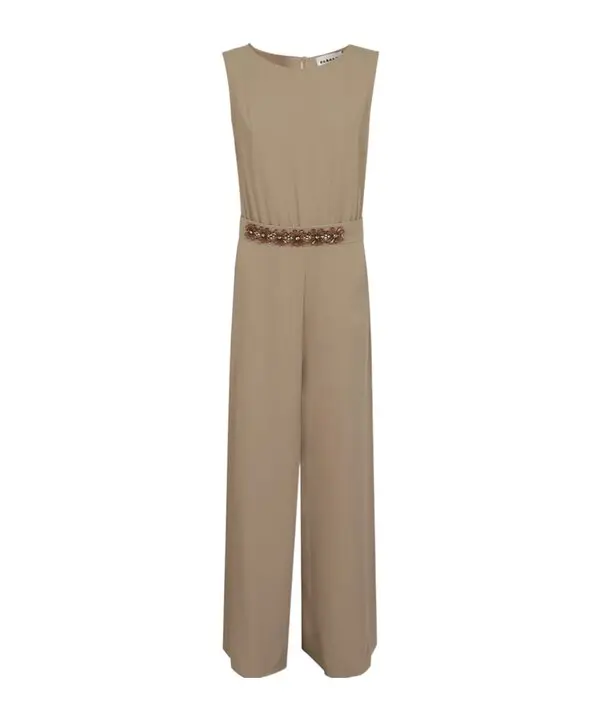 P.a.r.o.s.h Sleeveless Crepe Jumpsuit With Embellished Waistline - Nude