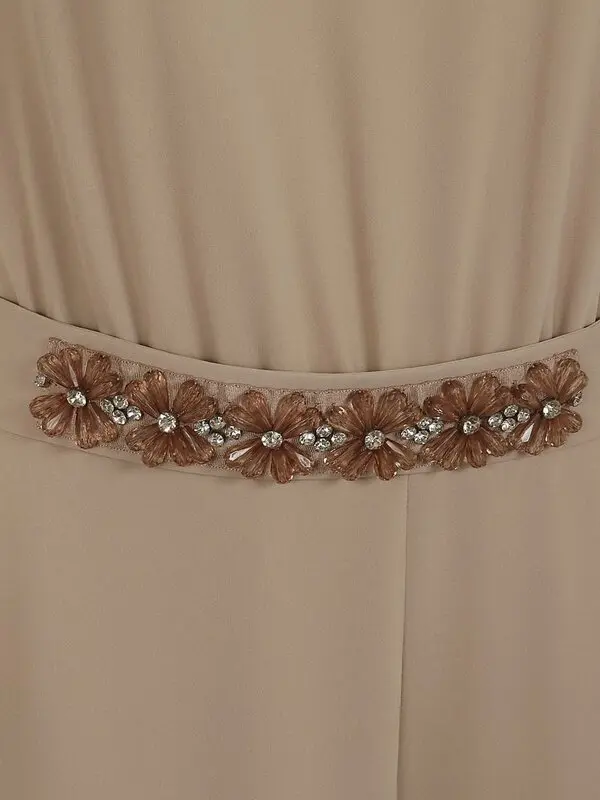 P.a.r.o.s.h Sleeveless Crepe Jumpsuit With Embellished Waistline - Nude