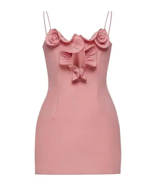 Magda Butrym Ruffled Mini Dress With Rose Appliqués - No