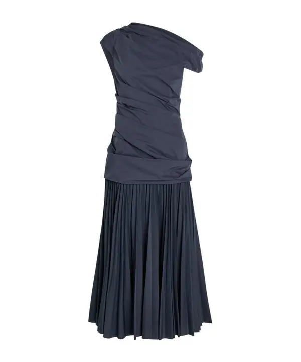 Simkhai Ammalie Gathered Cotton-blend Poplin Midi Dress - Blue