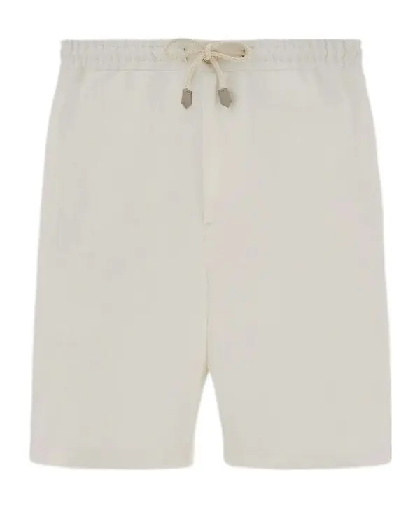 Canali Poplin And Silk Bermuda Shorts With Drawstring