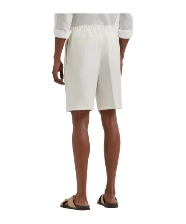 Canali Poplin And Silk Bermuda Shorts With Drawstring