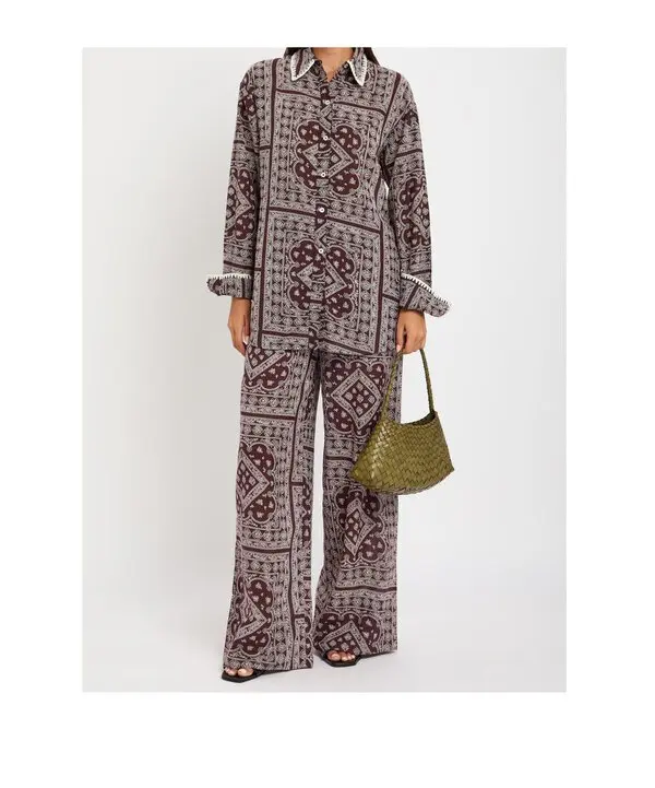 Veronica Beard Sylvester Printed Cotton-blend Trousers