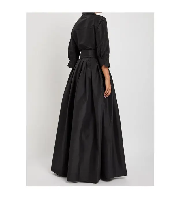 Simkhai Julip Belted Taffeta Maxi Shirt Dress