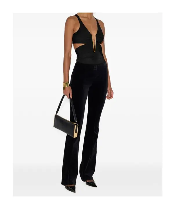 Elisabetta Franchi V-neck Sleeveless Bodysuit With Gold-tone Hardware