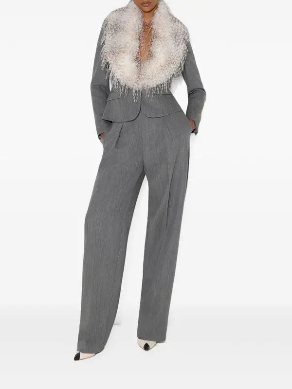 Elisabetta Franchi Wool Jacket With Fur-effect Collar