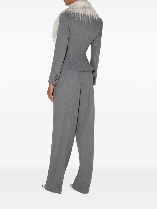 Elisabetta Franchi Wool Jacket With Fur-effect Collar