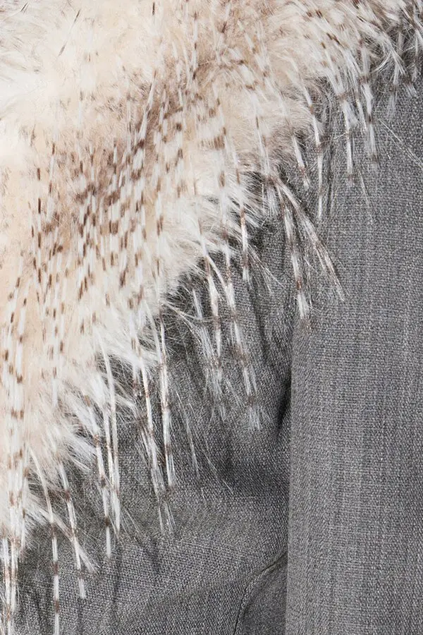 Elisabetta Franchi Wool Jacket With Fur-effect Collar - Taupe