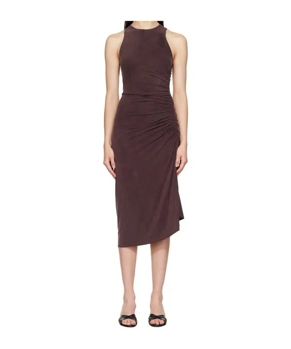 AGOLDE Anya Ruched Asymmetric Dress - Purple