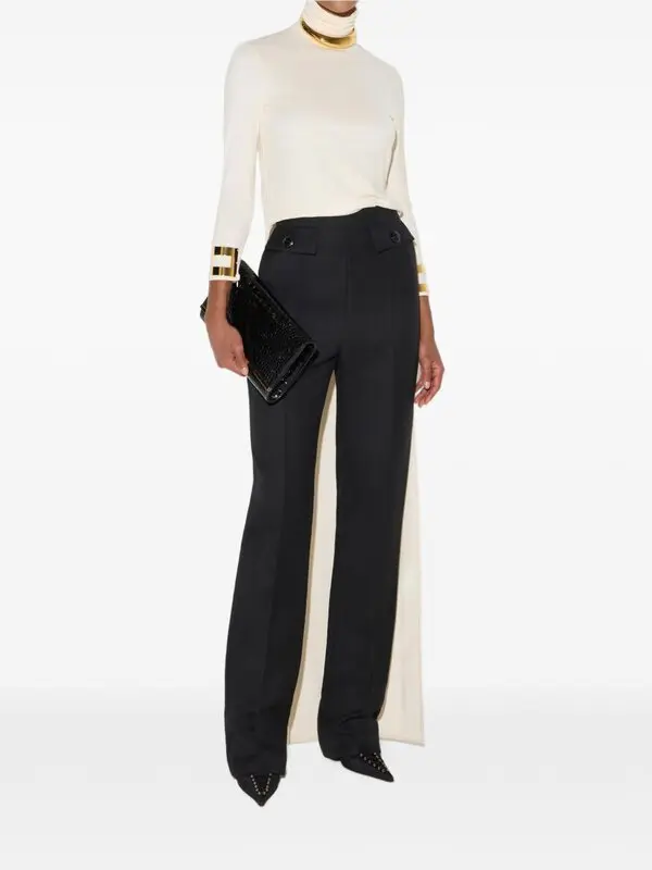 Elisabetta Franchi Long Sleeve Top With Gold Logo Detail