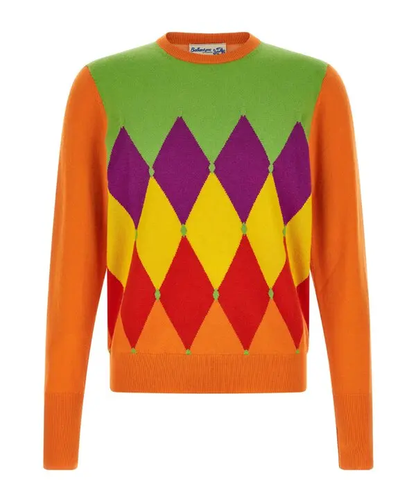 BALLANTYNE Classic Diamond Cashmere Sweater - Orange