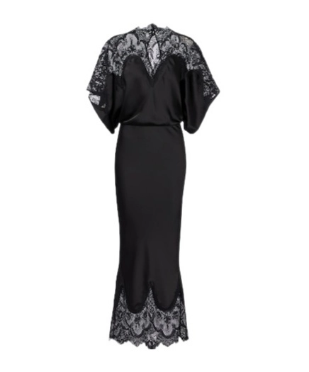 Norma Kamali Obie Lace-trimmed Satin Midi Dress