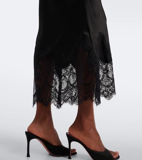 Norma Kamali Obie Lace-trimmed Satin Midi Dress