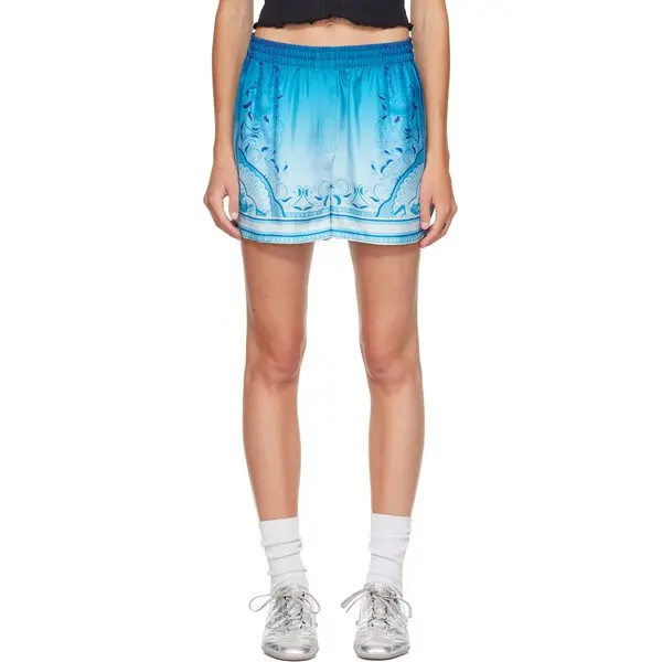Casablanca Twill Shorts With Paisley Logo Print