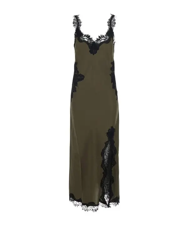 Gold Hawk Lace-trim Spaghetti-strap Dress