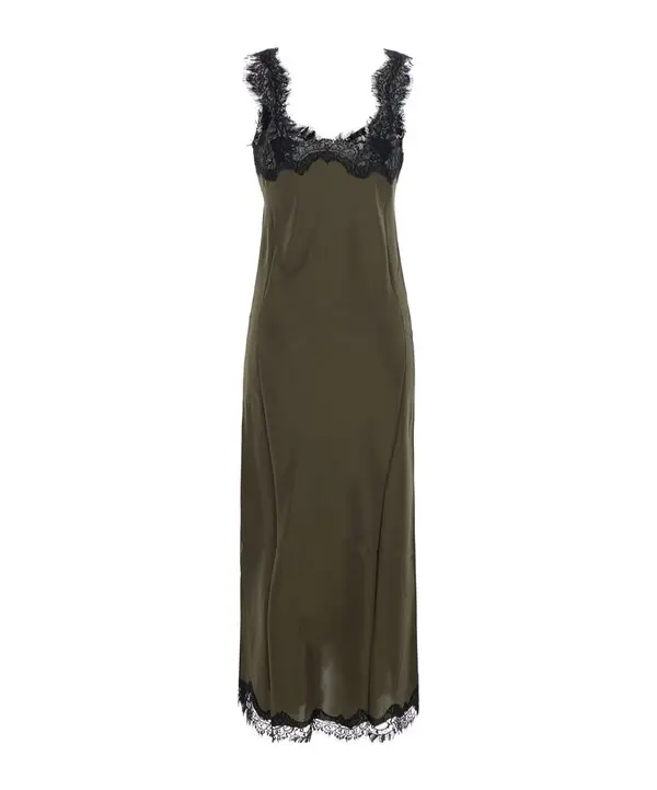 Gold Hawk Lace-trim Spaghetti-strap Dress
