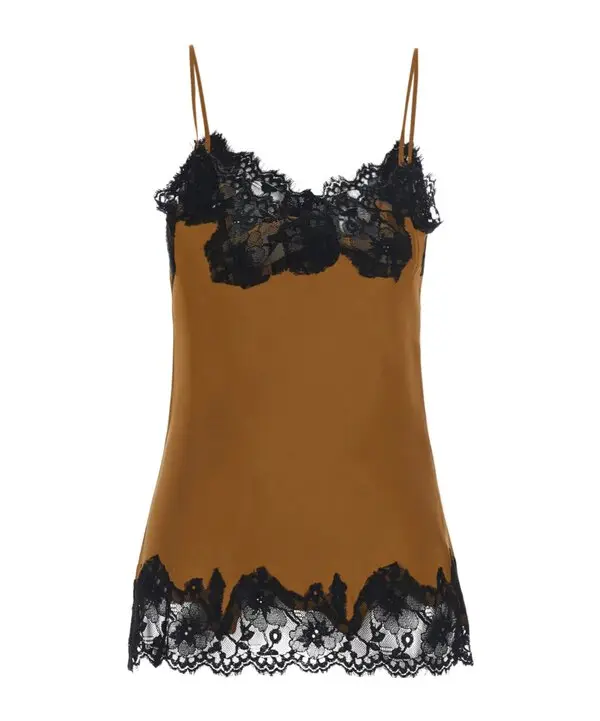 Gold Hawk Lace Trimmed V-neck Camisole
