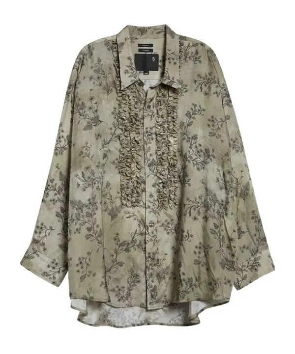 R13 Long-sleeved Shirt With Ruffle Detail - Gray