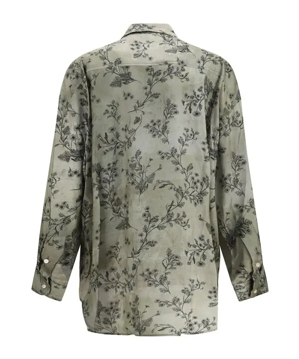 R13 Long-sleeved Shirt With Ruffle Detail - Gray
